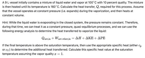Solved A 9l Vessel Initially Contains A Mixture Of Liquid