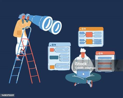 어두운 백라운드를 통해 직원이나 동료를 감시하는 보스의 벡터 일러스트 레이 션 개념에 대한 스톡 벡터 아트 및 기타 이미지 개념 경영자 구조 Istock