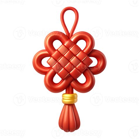 Chinese Traditional Knitted Red Good Luck Knot Talisman 3d Illustration