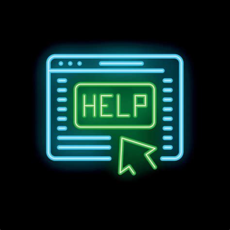 Neon Help Button On Website With Mouse Cursor Clicking 52768572 Vector Art At Vecteezy