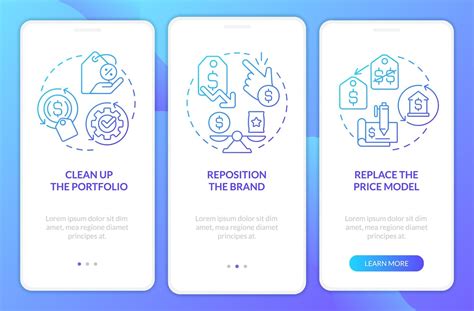 Premium Vector Dealing With Inflation In Business Blue Gradient Onboarding Mobile App Screen