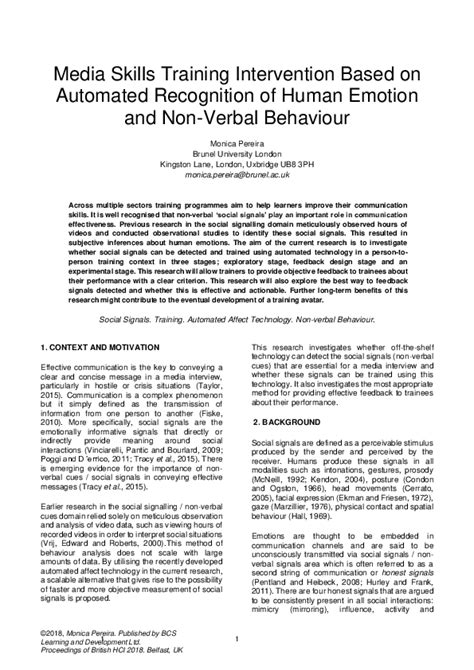 Pdf Negotiation Skills Training Intervention Based On Automated Recognition Of Human Emotion