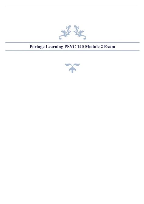 Portage Learning PSYC 140 Module 2 Exam PSYC 140 PSYC140 Stuvia US