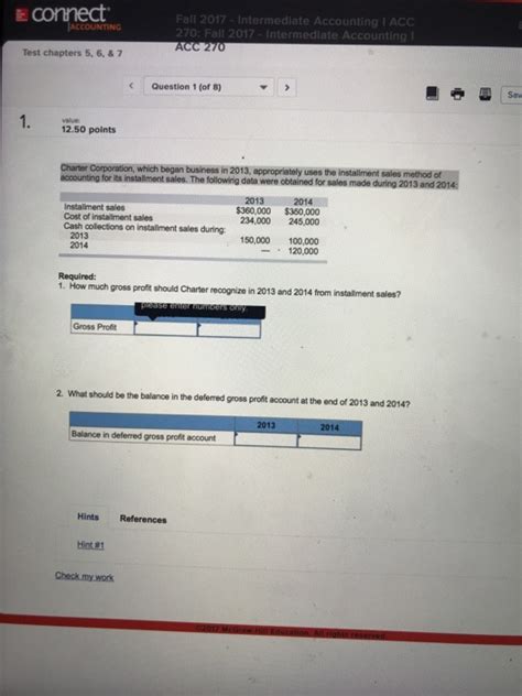 Solved Connect Fall 2017 Intermediate Accounting I Acc