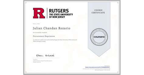 Completion Certificate For Procurement Negotiation Julian Rozario Cpp Cppm