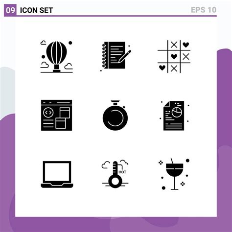 9 Universal Solid Glyph Signs Symbols Of Development Coding Note Book Browser Valentine Editable