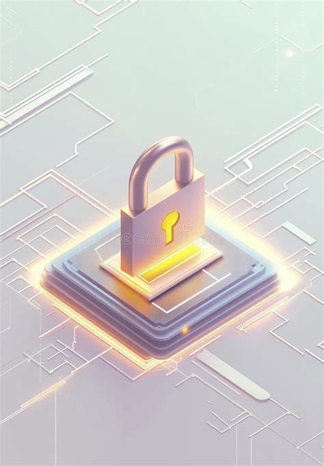 Digital Lock Icon Floating Above Electronic Chip Symbolizing Security