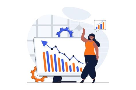 Premium Vector Financial Planning Web Concept With Character Scene Woman Analyzing Statistics