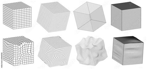 Set Cube Shape Stickers With Different Linear Form Inspired By