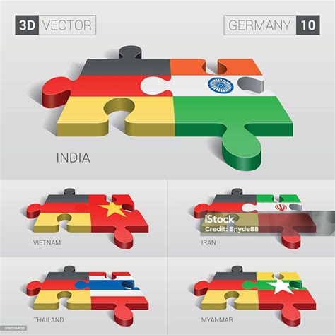 독일 플랙 3 D 벡터 낱말퍼즐 세트 10 지그소 퍼즐에 대한 스톡 벡터 아트 및 기타 이미지 지그소 퍼즐 태국 0명 Istock