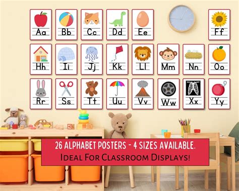 Abc Poster Pack Printable Classroom Alphabet Display Bulletin Board Posters Teacher