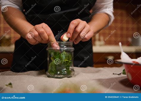 Details Chefand X27 S Hands Putting Fresh Garlic And Fragrant Culinary