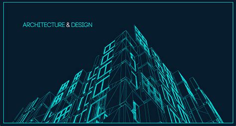 아키텍처 라인 배경입니다 건물 구성 스케치 벡터 추상화 현대 도시 3d 프로젝트 기술 기하학적 그리드 와이어 블루프린트 하우스