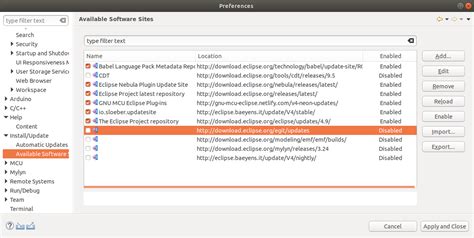 Default List Of Update Sites · Issue 1048 · Sloeberarduino Eclipse Plugin · Github