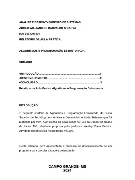 Algoritmos E Programação Estruturada Pdf