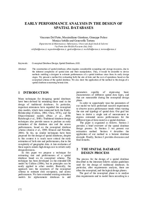 Pdf Early Performance Analysis In The Design Of Spatial Databases