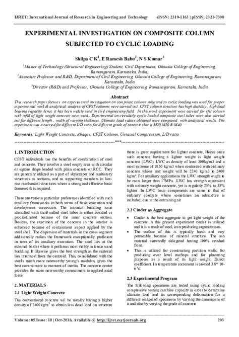 Pdf Experimental Investigation On Composite Column Subjected To