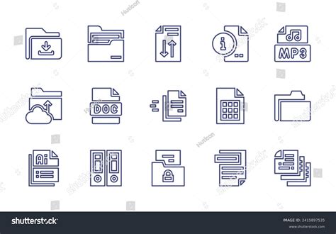 File Line Icon Set Editable Stroke Stock Vector Royalty Free
