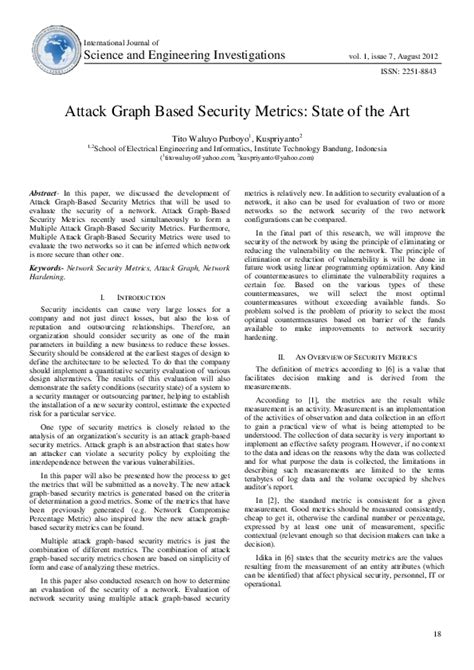 Pdf Attack Graph Based Security Metrics State Of The Art