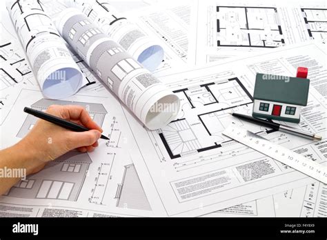 House And Building Plans Or Blueprint Stock Photo Alamy
