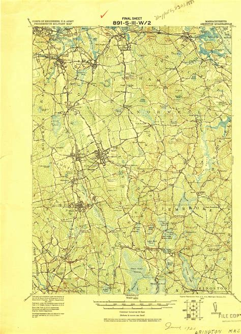 Abington Massachusetts 1920 1920 Usgs Old Topo Map Reprint 15x15 Ma