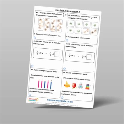 Year 3 Fractions Of An Amount 1 Reasoning And Problem Solving Resource Classroom Secrets