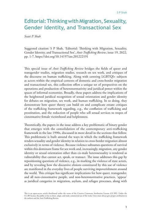 Pdf Editorial Thinking With Migration Sexuality Gender Identity