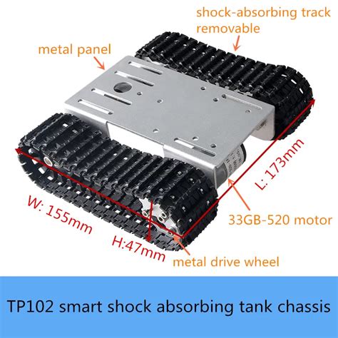 Diy Tp102 Metal Shock Absorbing Tank Chassis Kit Smart Crawler Robot Platform High Torque 33gb