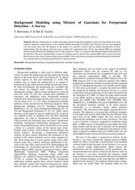 Pdf Background Modeling Using Mixture Of Gaussians For Foreground
