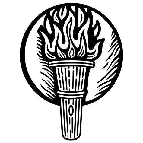 Flaming Torch Illustration With Circular Background Symbolizing Fire And Light 59791575 Vector