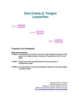 Sine Cosine Tangent Lesson Plan By Square Root Lessons TPT