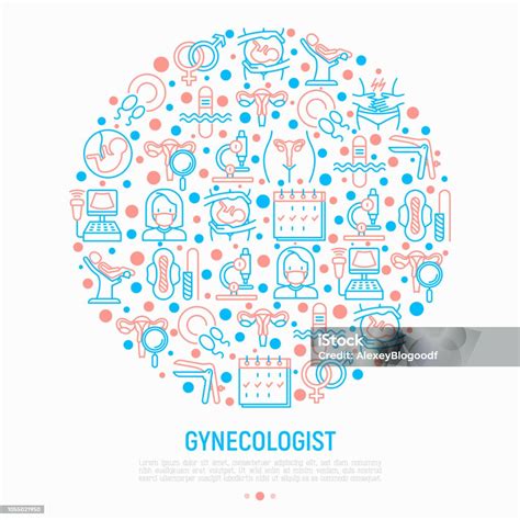 원 선 아이콘에서에서 산부인과 개념 자 궁 난소 부인과 자 임신 초음파 태아 생리 배 란 현대 벡터 일러스트 레이 션 웹 페이지