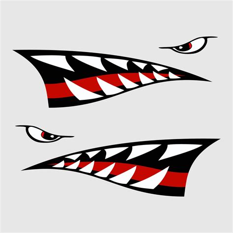 Large Shark Teeth Car Sticker Set Stickeredup4lemans