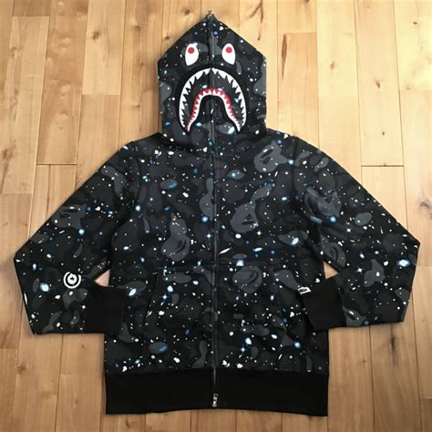 Bape Glow In The Dark Space Camo Shark Full Zip Hoodie A Bathing Ape
