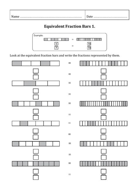 Equivalent Fraction Bars 1 Worksheet Live Worksheets Worksheets Library