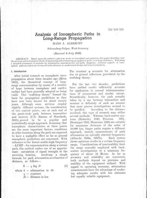 Pdf Analysis Of Ionospheric Paths In Long Range Propagation