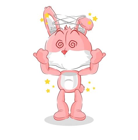 Premium Vector Pink Bunny Dizzy Head Mascot Cartoon Vector