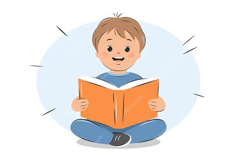 Мальчик ребенок читает книгу Концепция знаний и образования Премиум векторы