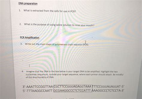 Solved DNA Preparation 1 What Is Extracted From The Cells Chegg Com