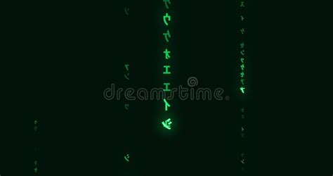 Green Matrix Style Binary Code Falling Numbers Digital Binary Code