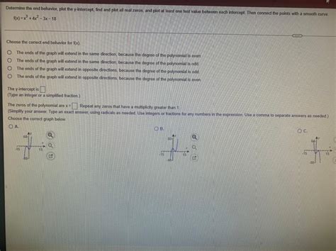 Solved Determine The End Behavior Plot The Y Intercept