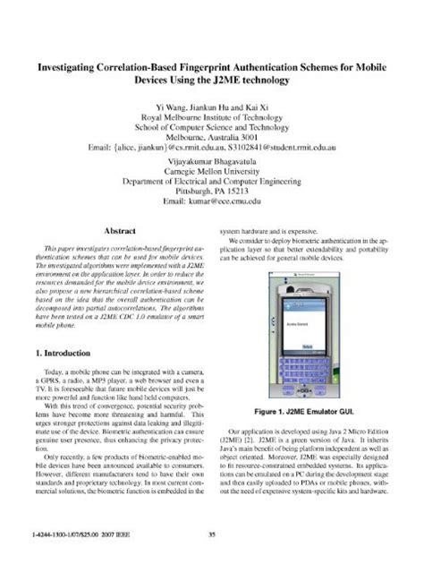 Investigating Correlation Based Fingerprint Rmit University