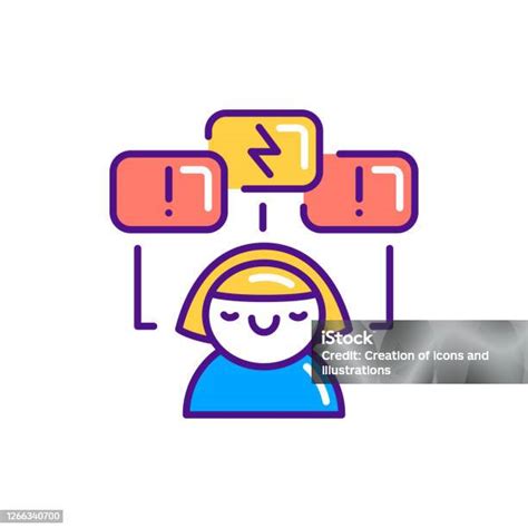응력 저항 색상 선 아이콘 부드러운 기술 웹 모바일 앱 프로모션을 위한 픽토그램 Ui Ux 디자인 요소 개념에 대한 스톡 벡터