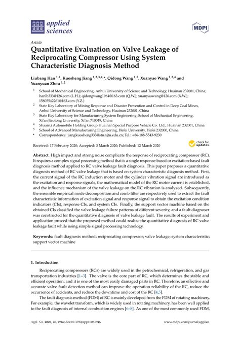 Pdf Quantitative Evaluation On Valve Leakage Of Reciprocating