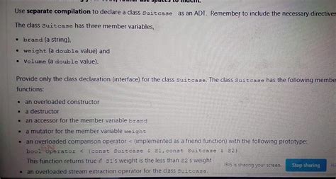 Solved Use Separate Compilation To Declare A Class Suitcase