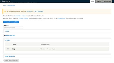Installing And Enabling The Blog Module In Drupal 8 Inmotion Hosting