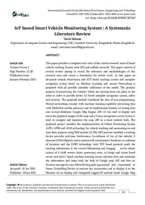 Pdf Iot Based Smart Vehicle Monitoring System A Systematic Literature Review