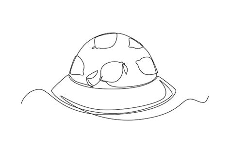 아이들을 위한 연속 한 선 그리기 해변 모자 여름 해변 개념 한 줄 그리기 디자인 벡터 그래픽 그림 프리미엄 벡터