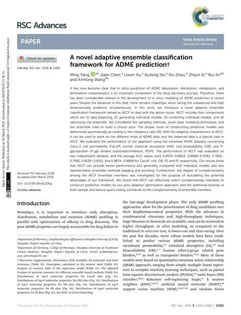 Pdf A Novel Adaptive Ensemble Classification Framework For Adme