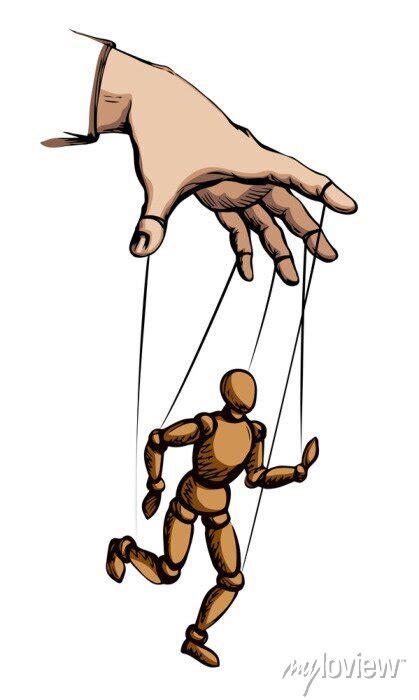 Man Plays A Puppet Vector Drawing Wall Stickers Men At Work Work Toy Myloview Com